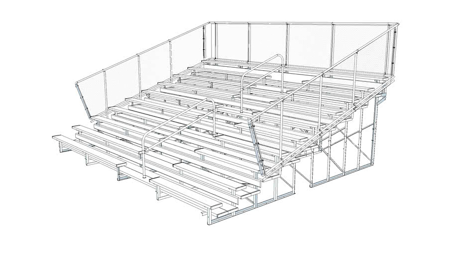 24ft. 10 Row Aluminum Bleachers - Midfielder Series | 3D Warehouse