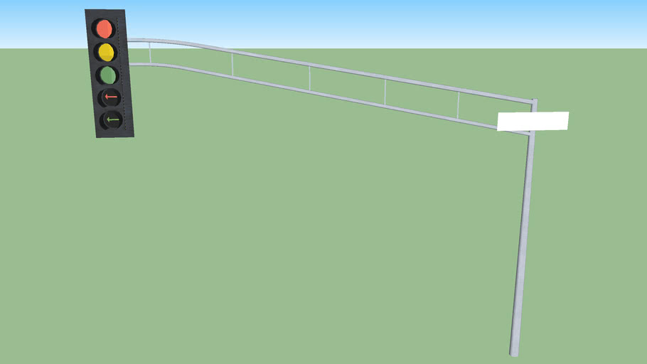 Traffic light on curved post with 2 Left Turn Signals | 3D Warehouse