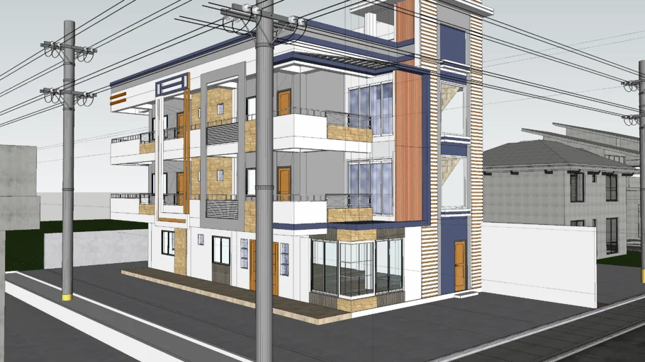 evised 3 storey with roof deck project for perspective | 3D Warehouse