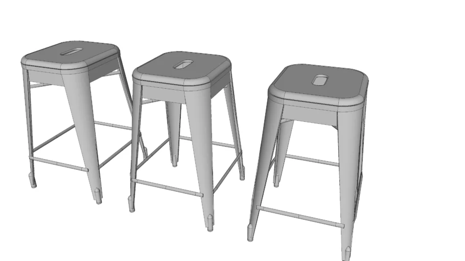 Banco industrial/retro cromado | 3D Warehouse