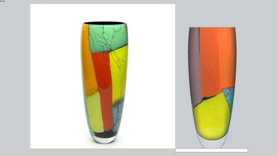 Vaso 333 MS Lascas Coloridas - Murano Cristais Cadoro | 3D Warehouse