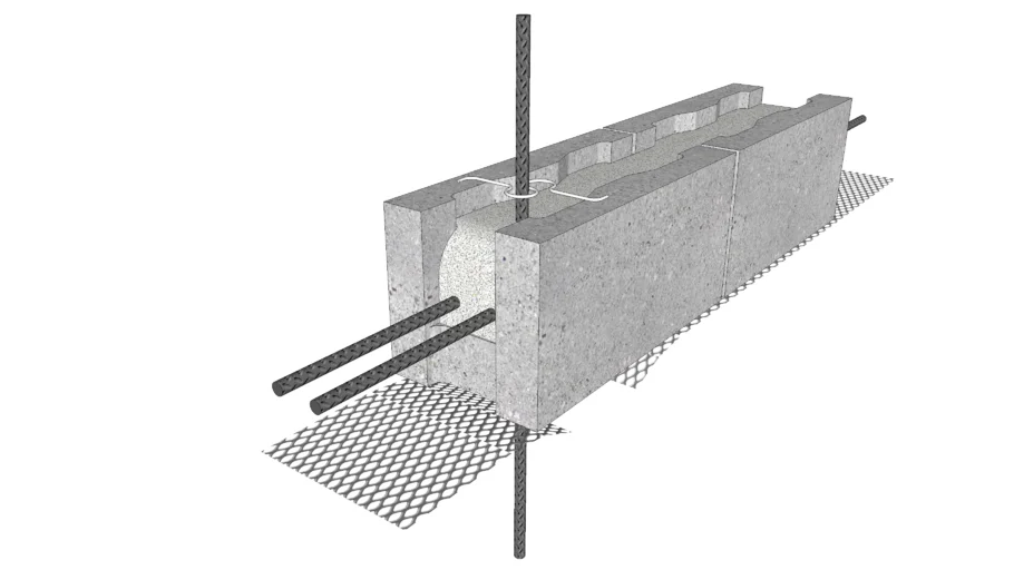02.410.0141 Bond Beam Diagram - CMU Hollow Bottom Unit | 3D Warehouse