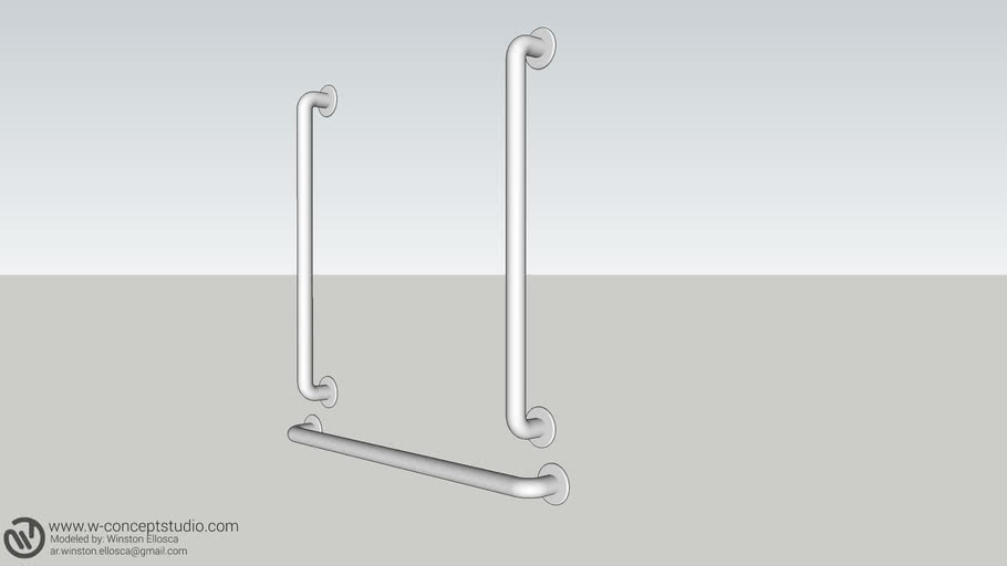 WSE-PWD_Hor.Vert. Fixed Grab Bar 800mmx35mm. | 3D Warehouse