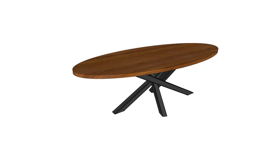 Table ovale BONIFACIO en noyer - pied mikado 8x8 | 3D Warehouse