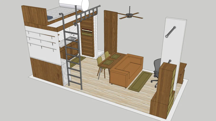 190 Square Foot Tiny Home Interior | 3D Warehouse