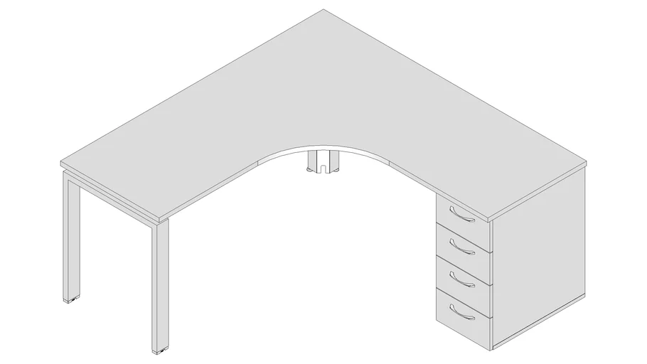 Mesa angular (com gaveteiro pedestal) - PLU7908 - 4Gavetas Esq. | 3D Warehouse