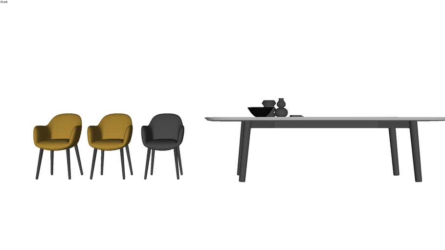 Poliform Mad Dining Table & Chair | 3D Warehouse