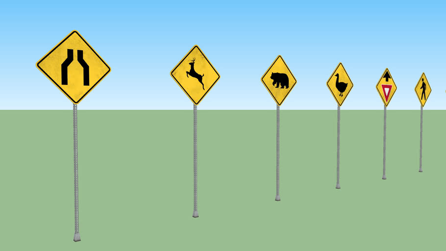 Warning street signs set 2 | 3D Warehouse
