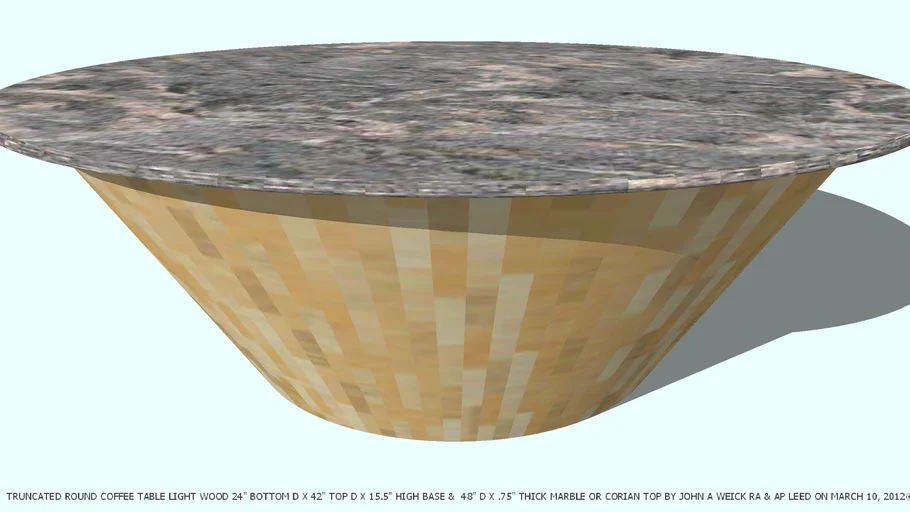 TABLE COFFEE TRUNCATED ROUND 48D MARBLE OR CORIAN TOP BY JOHN A WEICK ...