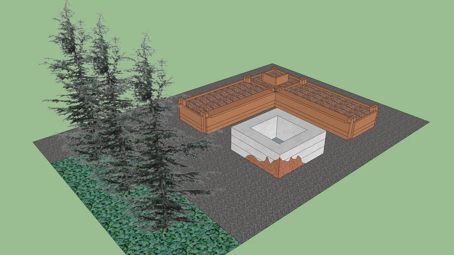 Modern Planter Fire Pit and Bench | 3D Warehouse