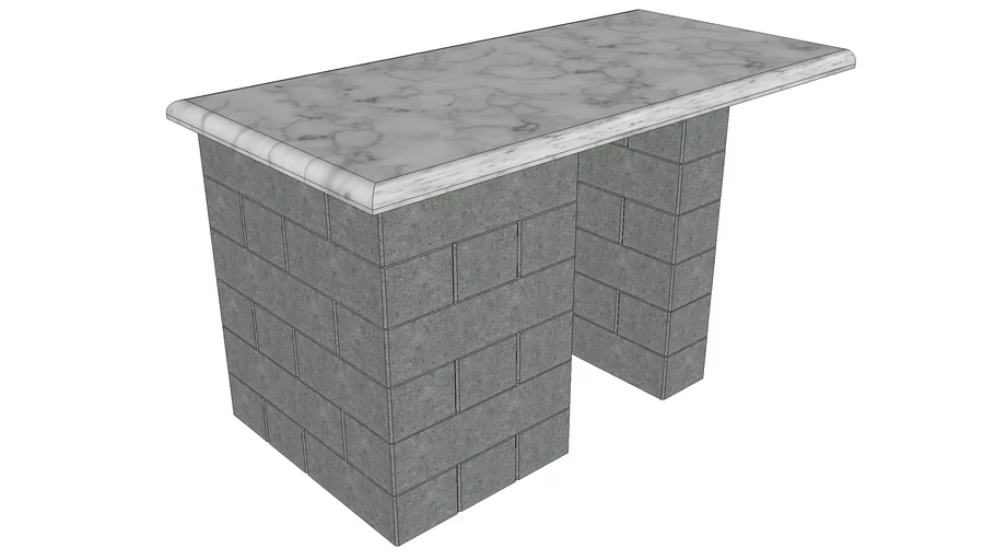 Allan Block Metro Patio Open Counter(Left) -32'x72' -Gray | 3D Warehouse