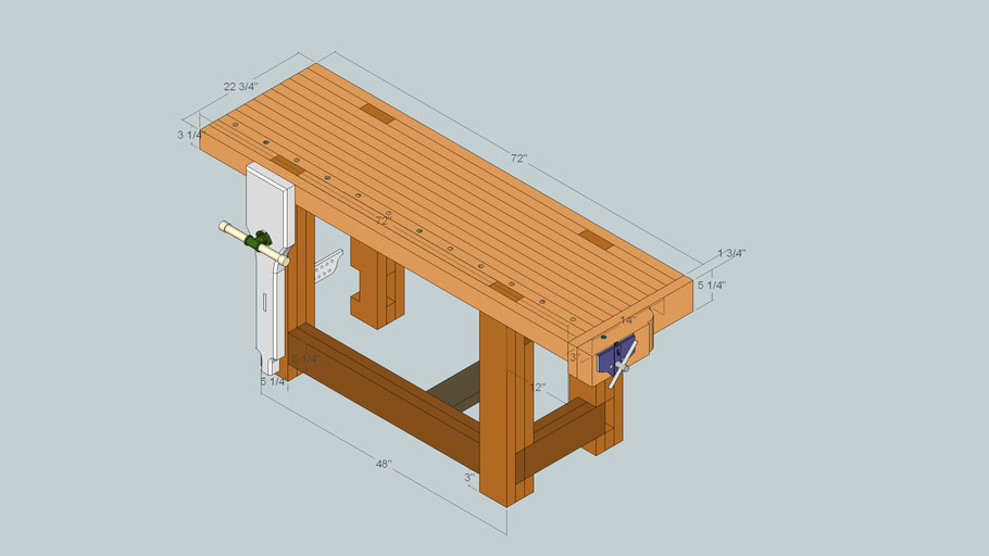 Roubo style workbench based on the Gluebo design. | 3D Warehouse