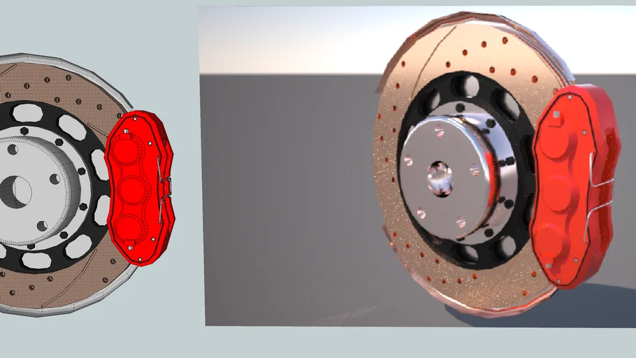 em disc brakes 6 cilinder caliper maxwell texturized | 3D Warehouse