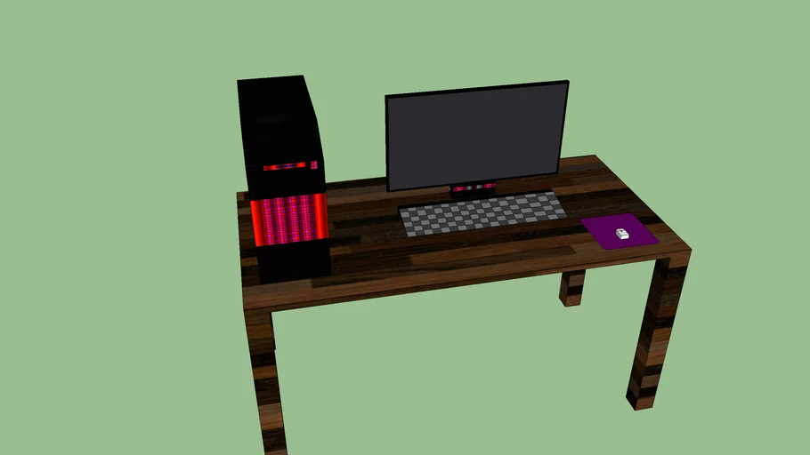 Computer on desk | 3D Warehouse