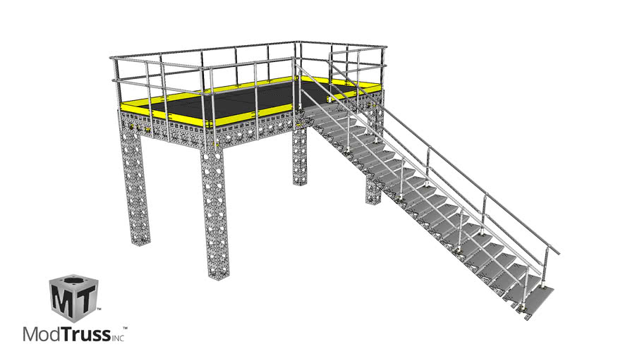 Mezzanine Built of ModTruss 10'x20'x10'6' | 3D Warehouse
