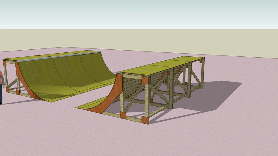 Wooden skateboard quarter pipe ramp | 3D Warehouse