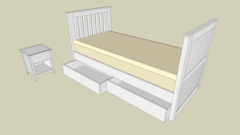 Bed + Bedside table | 3D Warehouse