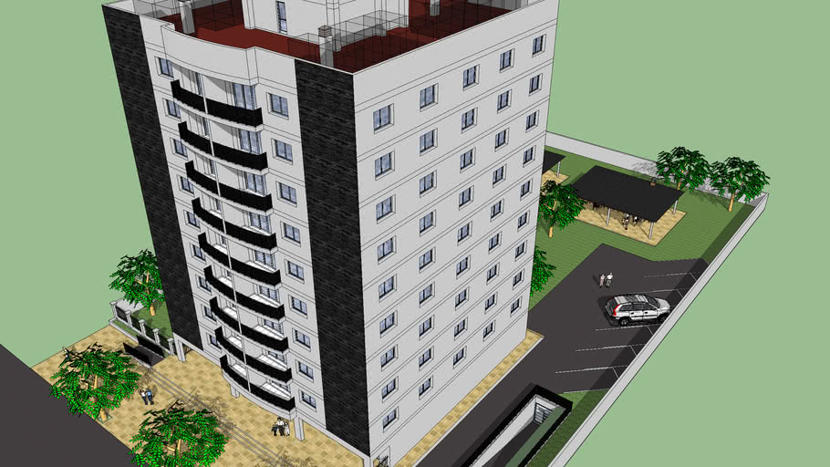 Edificio de 9 Pisos con 4 Departamentos | 3D Warehouse