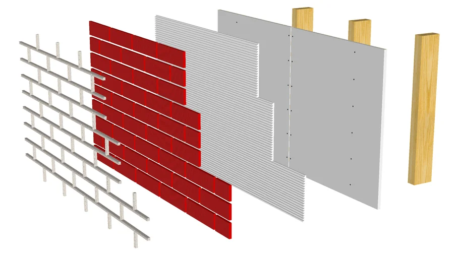 10 Brick It Interior Wall, Thinset, Exploded View | 3D Warehouse