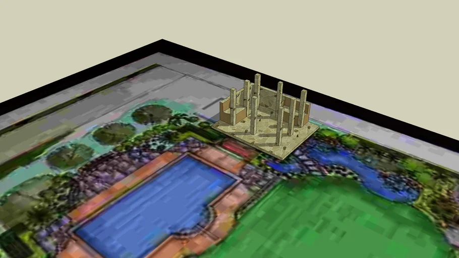 Pool House cutaway elevation-merlot | 3D Warehouse