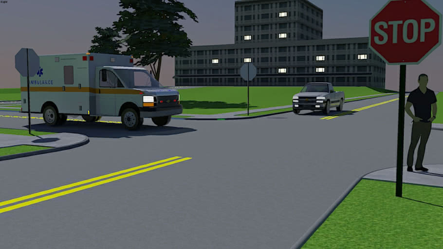 Road Intersection 4-way Stop Signs | 3D Warehouse