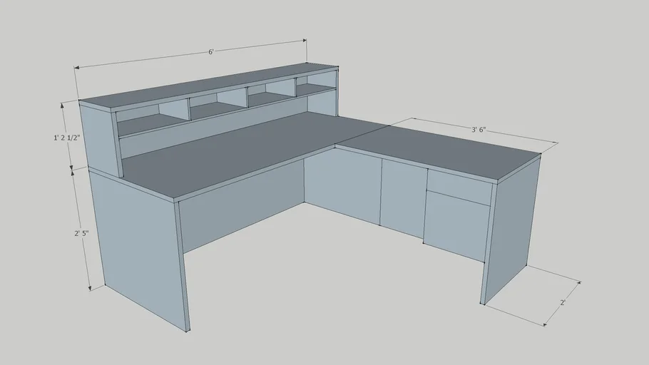 custom L-desk with riser hutch w/cubbies by Candex Custom Corp | 3D ...