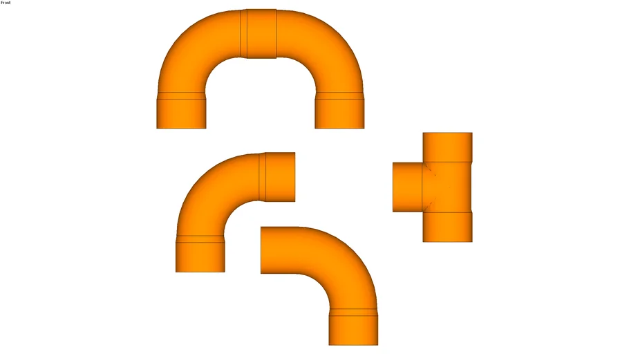 2-5/8' Long Sweep Ell, Long Sweep Street Ell, Tee, Wrought Copper | 3D ...