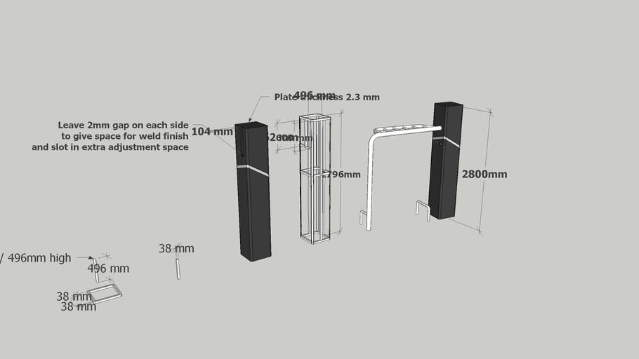 box up metal post | 3D Warehouse