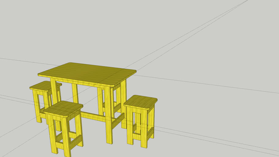 Meja Kursi Kayu Retail | 3D Warehouse