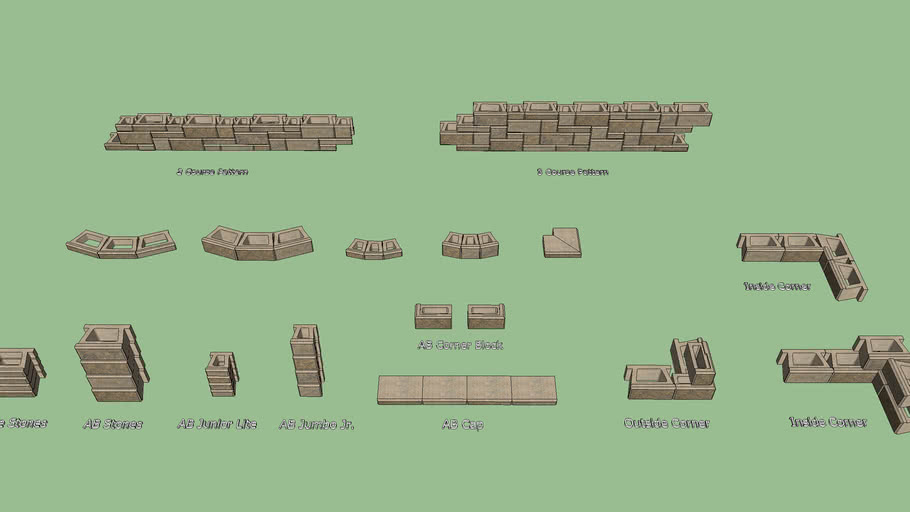 Allan Block AB Retaining Wall Block Collection - Tan Color | 3D Warehouse