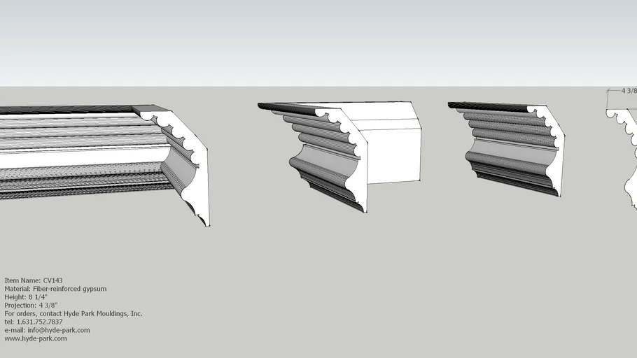 8 1/4'H x 4 3/8'P plaster crown moulding CV143 | 3D Warehouse