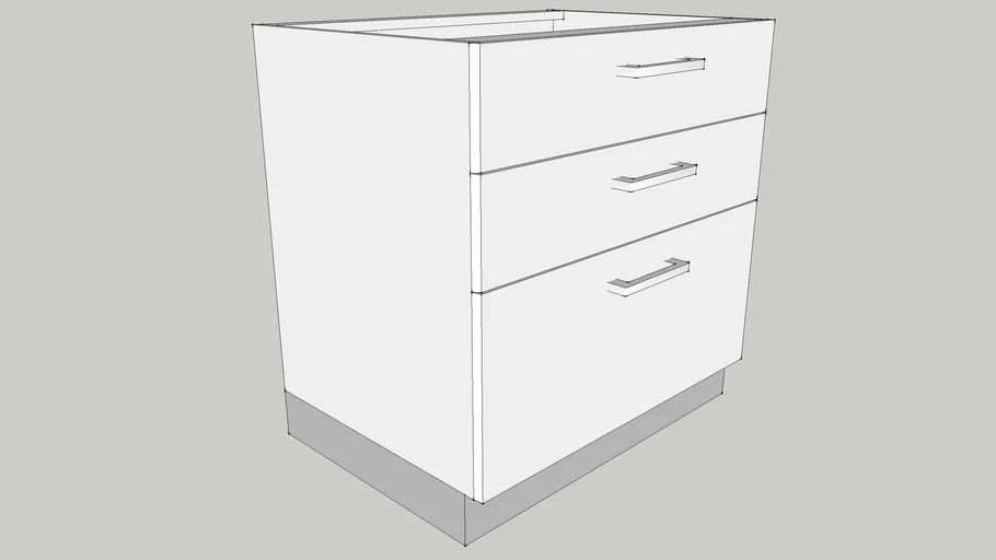 800 Base Hob Module with Three Drawers 800X560X720 CID_CP10000035 | 3D ...