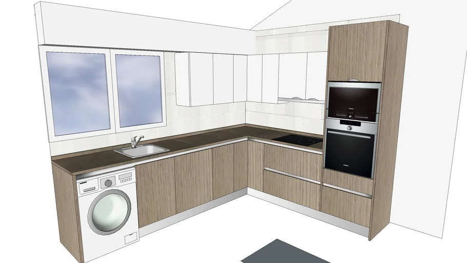 Cocina Madera y Blanco con gola | 3D Warehouse