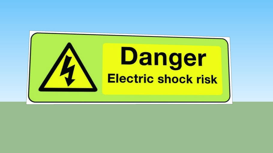 Danger Electric shock risk sign in photoluminescent | 3D Warehouse