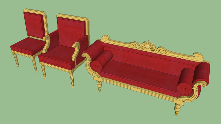 Regency Era Drawing Room Arm Chair Side Chair and Sofa | 3D Warehouse