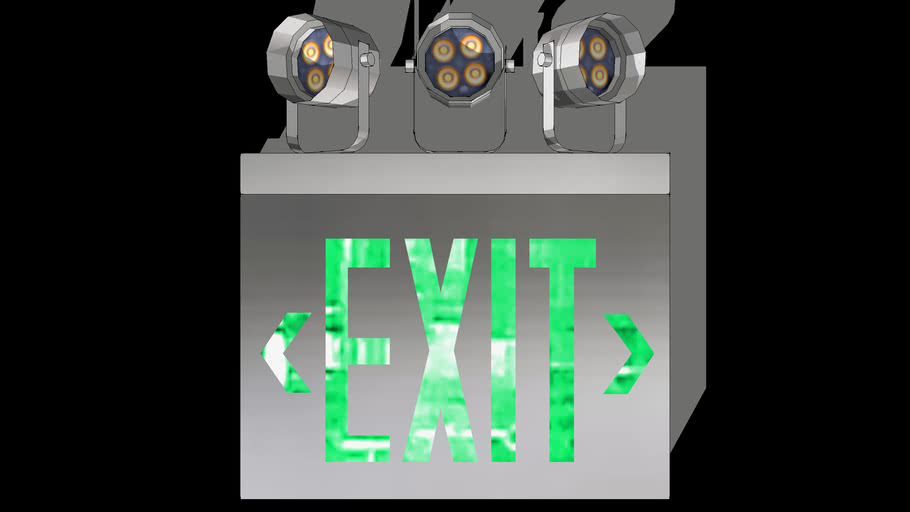 Triple-LED emergency light w/ Exit sign. | 3D Warehouse