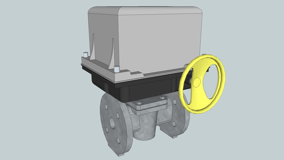 Plug Valve with Electric Actuator and Overide Hand Wheel | 3D Warehouse