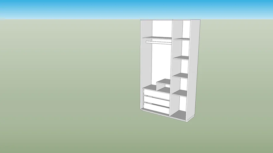 Roupeiro Modulado 3 Portas - Opção Caixa 3 | 3D Warehouse