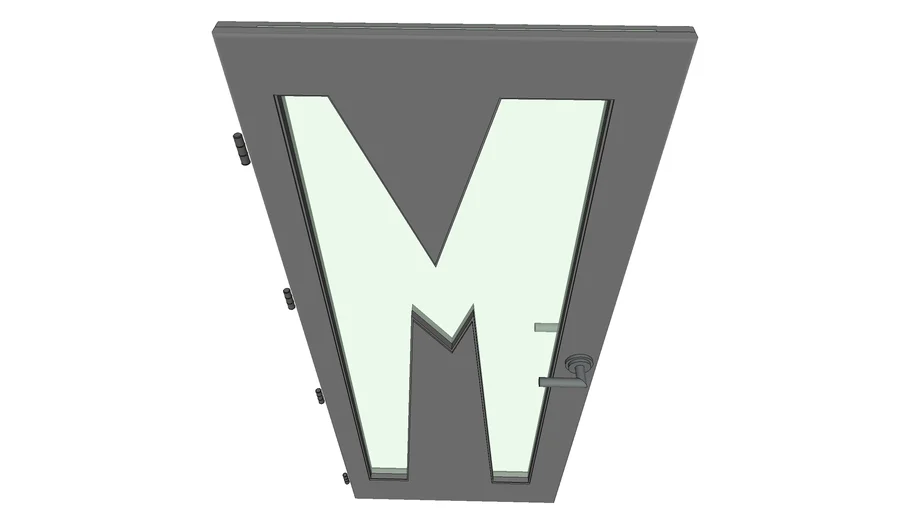 Letter 'M', 3D door, very detail with glass, lock and hinger. | 3D ...