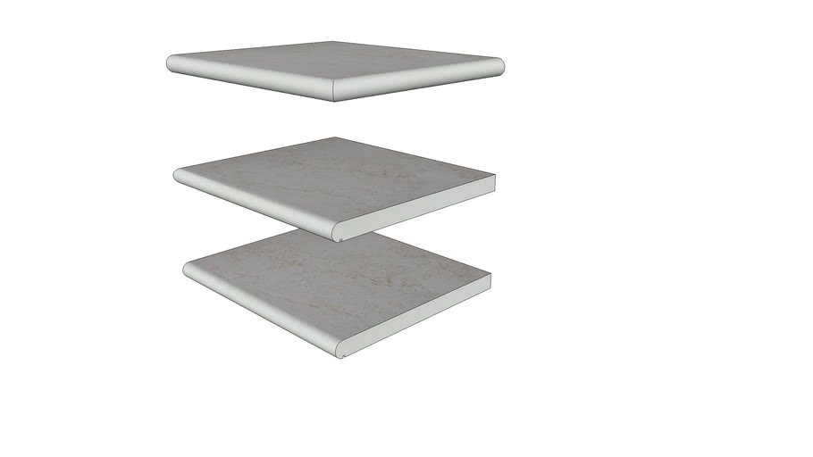 White Quartz Porcelain Steps 596 × 500 x 40mm Bullnose Edge With Drip ...
