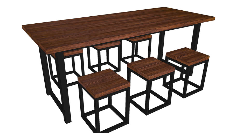 J&D Design+Build 3 Seater Dining Table | 3D Warehouse