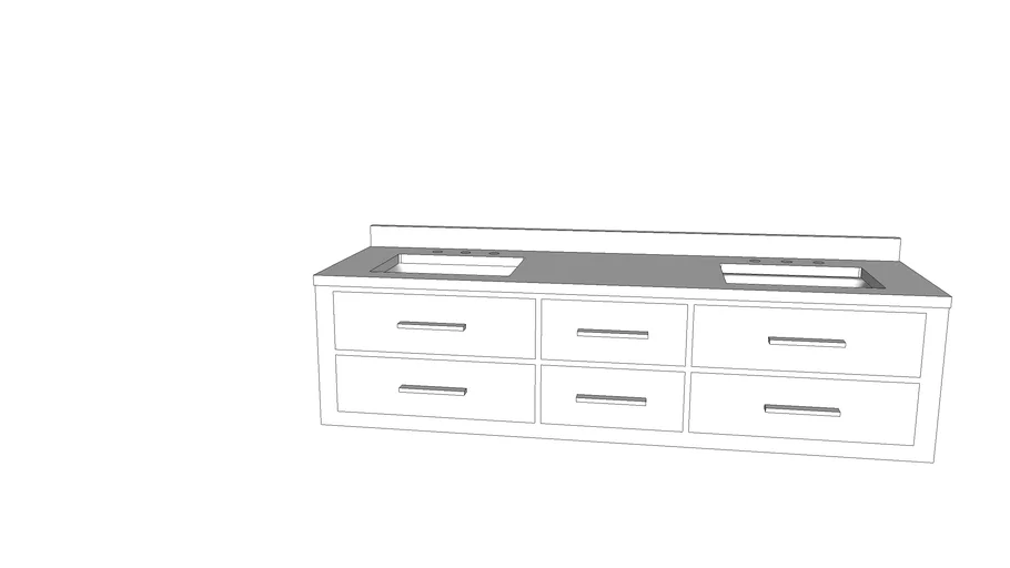 RH Hutton Floating Double Vanity 72in | 3D Warehouse