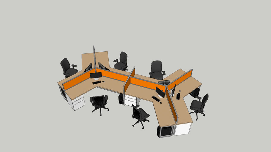meja kerja pegawai | 3D Warehouse
