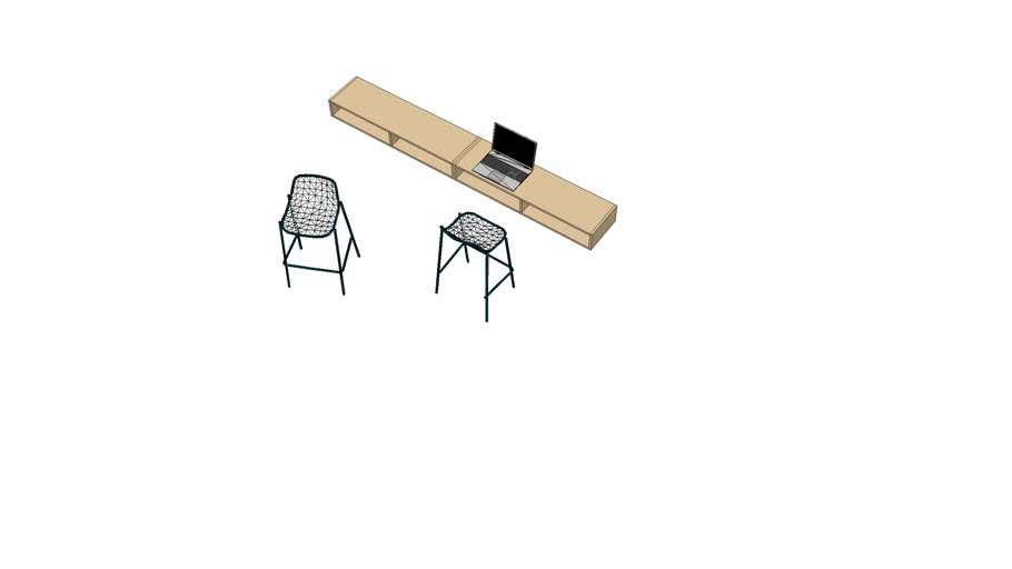 Wall desk with seating | 3D Warehouse