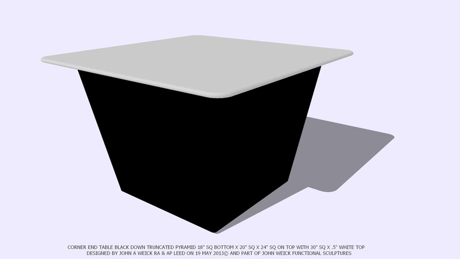 END TABLE CORNER BLACK TRUNCATED PYRAMID WHITE TOP BY JOHN A WEICK RA ...