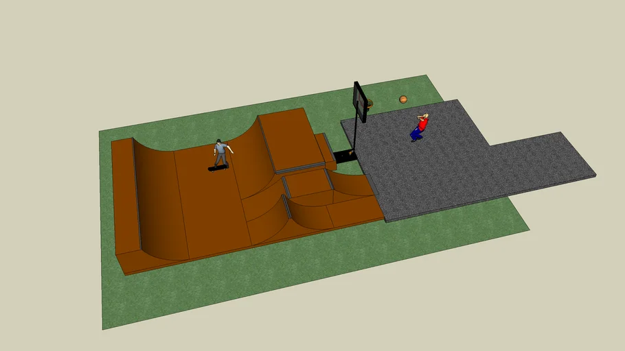 4' half pipe with spine and launch ramp | 3D Warehouse