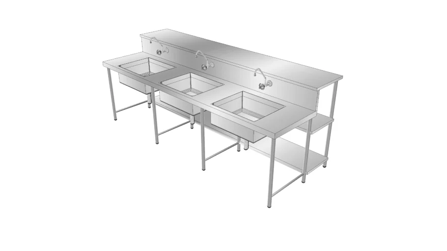 Kit-225 Bancada Inox 3 Cubas por: Alex Marques | 3D Warehouse