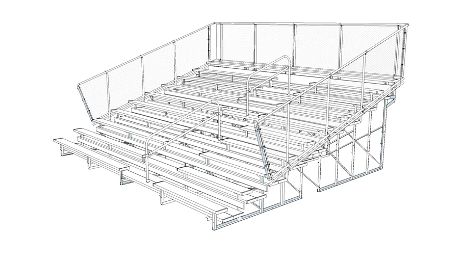 24ft. 10 Row Aluminum Bleachers - Midfielder Series | 3D Warehouse