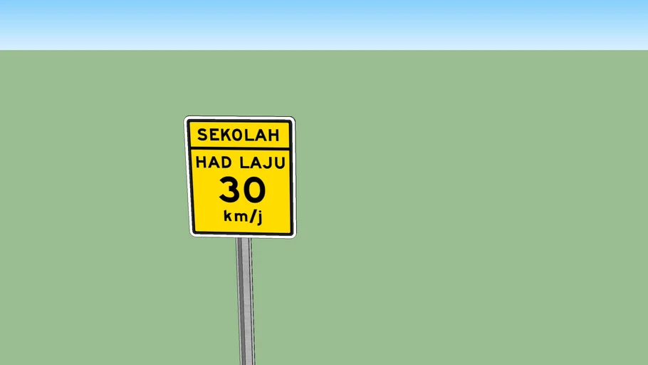 malaysia school sign with speed limit | 3D Warehouse