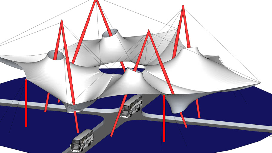 radial inverted and elevated cones on 'A'-masts | 3D Warehouse